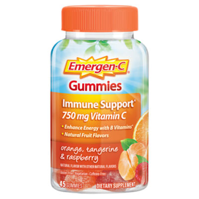 Emergen-C Orange, Tangerine & Raspberry Vitamin C Gummies, 500 mg, 45 ...
