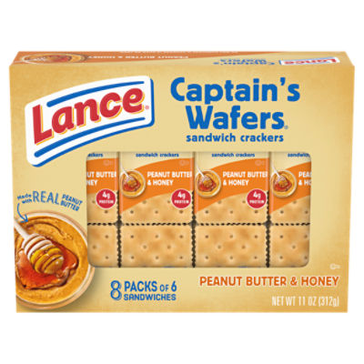 Lance Captain's Wafers Peanut Butter & Honey Sandwich Crackers, 8 count ...