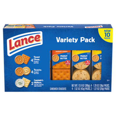 Lance Sandwich Crackers, Variety Pack, 3 Flavors, 10 Individually ...