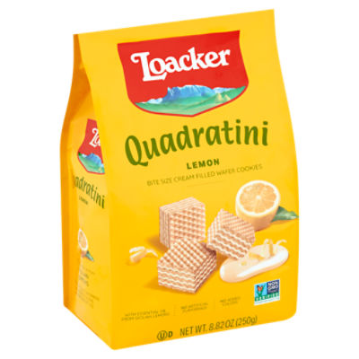 Loacker Quadratini Lemon Bite Size Cream Filled Wafer Cookies, 8.82 oz ...