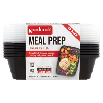 GoodCook 4 Cup Meal Prep Containers + Lids, 10 count