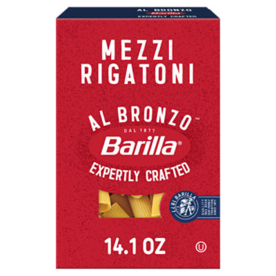 Barilla Al Bronzo Mezzi Rigatoni Pasta (14.1 oz.), Bronze Cut Pasta ...