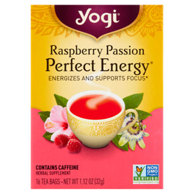 Yogi Raspberry Passion Perfect Energy Tea Bags, 16 count, 1.12 oz - Fairway