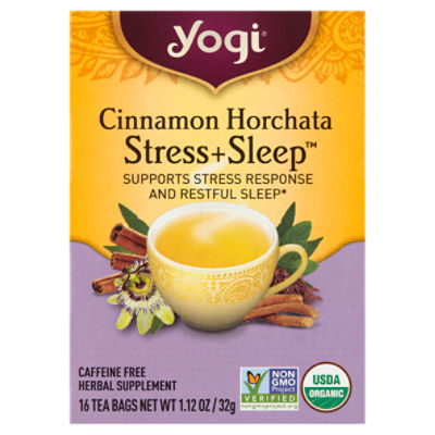 Yogi Cinnamon Horchata Stress + Sleep Herbal Supplement Tea Bags, 16 ...