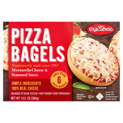 Macabee Mozzarella Cheese & Seasoned Sauce Pizza Bagels, 6 count, 13.5 ...