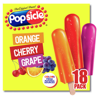 Popsicle Orange, Cherry and Grape Ice Pops, 18 count, 29.7 fl oz - The ...