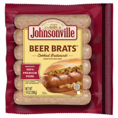 Johnsonville Beer Brats Cooked, Bratwurst