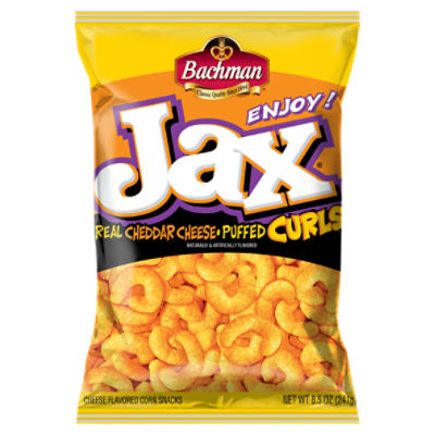 Bachman Jax Puffed Curls Cheese Flavored Corn Snacks, 8.5 oz