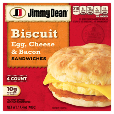 Jimmy Dean Bacon, Egg and Cheese Biscuit Sandwiches, 4 count, 14.4 oz