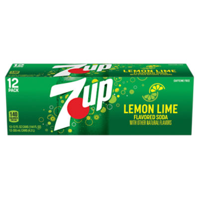 7UP Lemon Lime Flavored Soda, 12 fl oz, 12 count