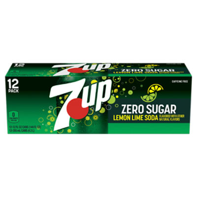 7UP Zero Sugar Lemon Lime Soda, 12 fl oz, 12 count - Fairway
