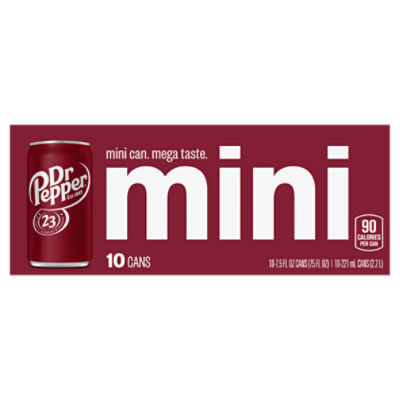 Dr Pepper Mini Cans Soda, 7.5 fl oz, 10 count - The Fresh Grocer