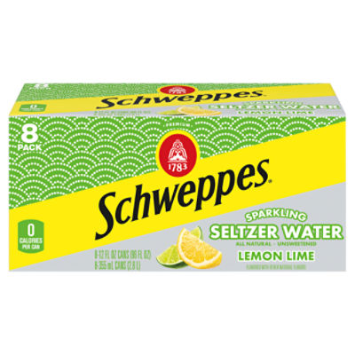 Schweppes Lemon Lime Sparkling Seltzer Water, 12 fl oz, 8 count