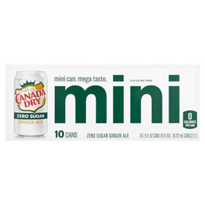Canada Dry Mini Zero Sugar Ginger Ale, 7.5 fl oz, 10 count - The Fresh ...