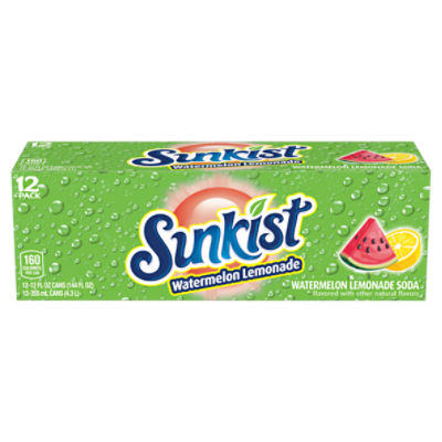 Sunkist Watermelon Lemonade Soda, 12 fl oz cans, 12 pack - The Fresh Grocer