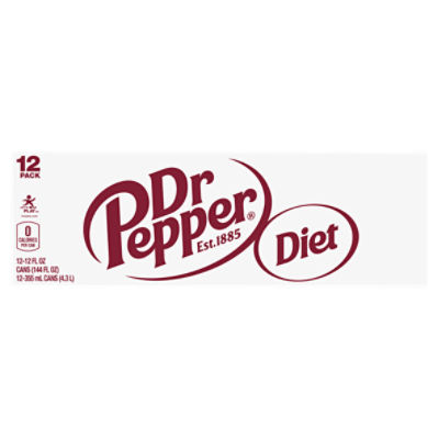 Diet Dr Pepper Soda, 12 fl oz cans, 12 pack