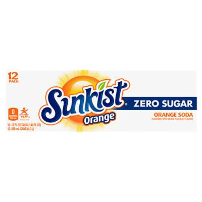 Sunkist Orange Zero Sugar Soda, 12 fl oz, 12 count - The Fresh Grocer