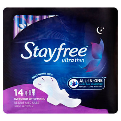 Stayfree Ultra Thin Overnight with Wings, Pads