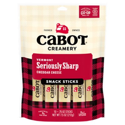 Cabot Creamery Vermont Seriously Sharp Cheddar Cheese Snack Sticks, 0. ...