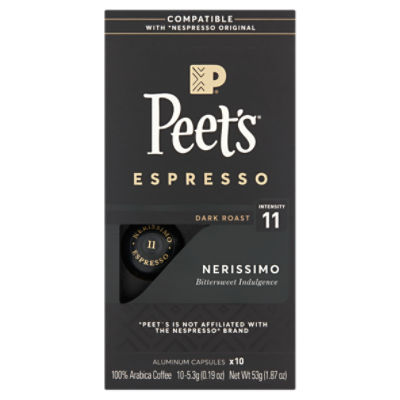 Peet's Dark Roast Nerissimo Espresso Coffee, 0.19 oz, 10 count