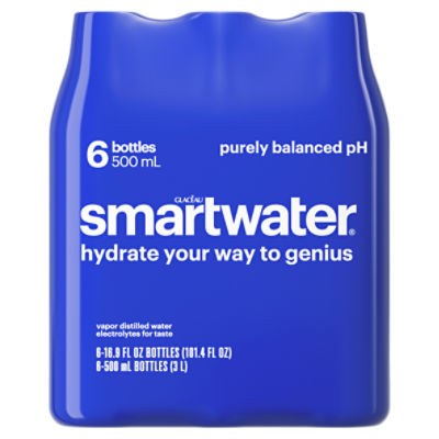 Glacéau Smartwater Vapor Distilled Water, 16.9 fl oz, 6 count, 101.4 ...