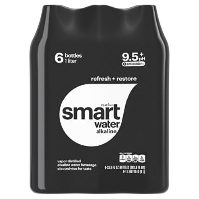 Glaceau Smartwater Alkaline With Antioxidant Bottles, 33.8 fl oz, 6 ...