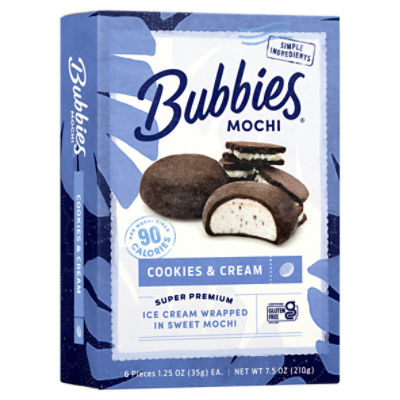 Bubbies Cookies & Cream Wrapped in Sweet Mochi, Ice Cream