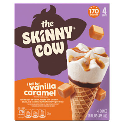 Skinny Cow Next Level Vanilla Caramel Ice Cream Cones, 4 fl oz, 4 count ...