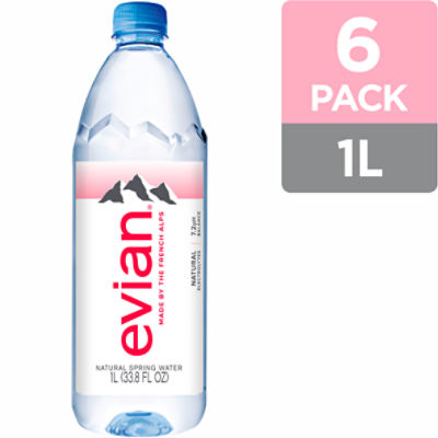 evian Natural Spring Water, 1 L bottles, 6 pack - ShopRite