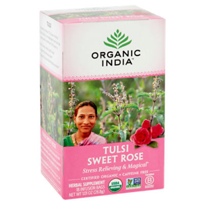 Organic India Tulsi Sweet Rose Herbal Supplement, 18 count, 1.01 oz