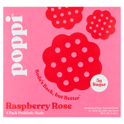 Poppi Raspberry Rose Prebiotic Soda, 12 fl oz, 4 count - ShopRite