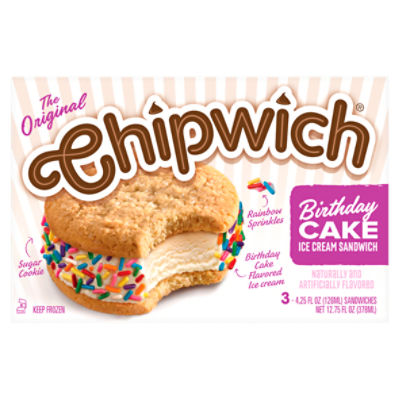 The Original Chipwich Birthday Cake Ice Cream Sandwich, 4.25 FL OZ, 3ct ...
