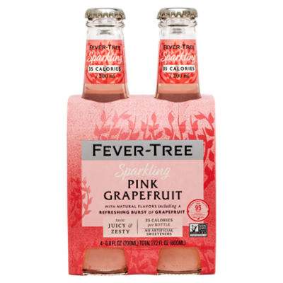 Fever-Tree Pink Grapefruit Sparkling, 6.8 fl oz, 4 count - Gourmet