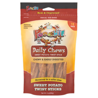 Poochie Daily Chews Sweet Potato Twist Stick Beefhide Treats for Dogs ...