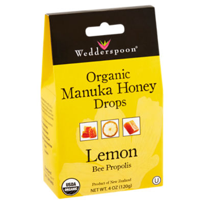 Wedderspoon Organic Manuka Honey Lemon Bee Propolis Drops, 4 oz