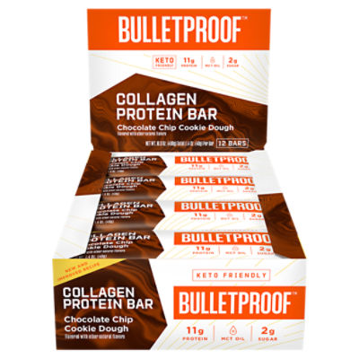 Bulletproof Chocolate Chip Cookie Dough Collagen Protein Bar, 1.4 oz ...