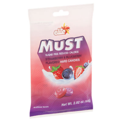 Elite Must Strawberry & Blueberry Flavored Sugar Free Hard Candies, 2.82 oz