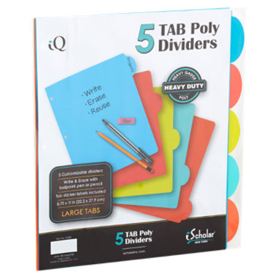 iQ Large Tabs Poly Dividers, 5 count - ShopRite
