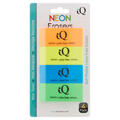 iQ Neon Erasers, 4 count - Price Rite