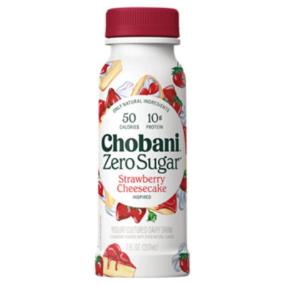 Chobani Zero Sugar Strawberry Cheesecake Inspired Yogurt-Cultured Dairy ...