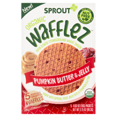 Sprout Wafflez Organic Pumpkin Butter & Jelly Oven Baked Stoneground Wheat Snack, 0.63 oz, 5 count