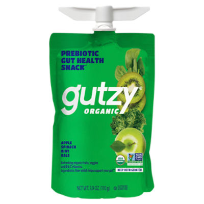 Gutzy Organic Apple, Spinach, Kiwi & Kale Prebiotic Gut Health Snack, 3 ...
