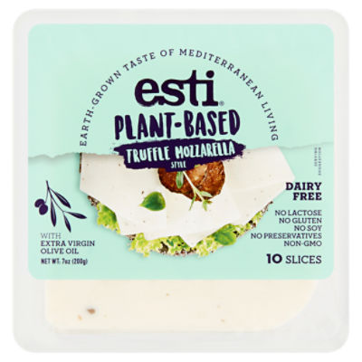 Esti Plant-Based Truffle Mozzarella Style Cheese Slices, 10 count, 7 oz