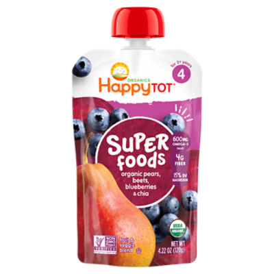 Happy Tot Organic Super Foods Fruit & Veggie Blend Baby Food, Stage 4 ...