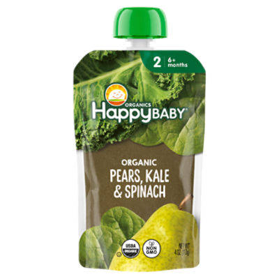 Happy Baby Organics Organic Pears, Kale & Spinach Organic Baby Food ...