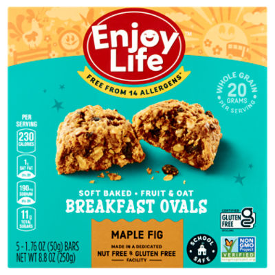 Enjoy Life Maple Fig Soft Baked Fruit & Oat Breakfast Ovals, 1.76 oz, 5 ...