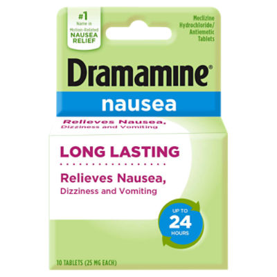 Dramamine Nausea Relief Tablets, 25mg, 10 Count - Fairway