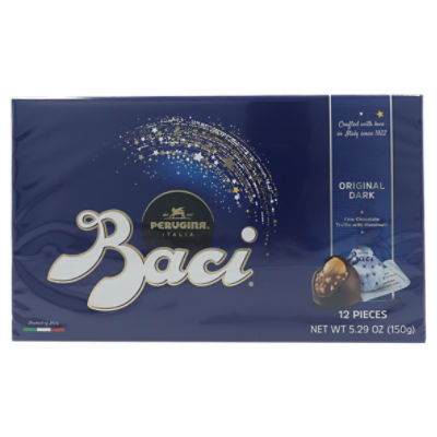 Perugina Baci Original Fine Dark Chocolate Truffle with Hazelnuts, 12 ...