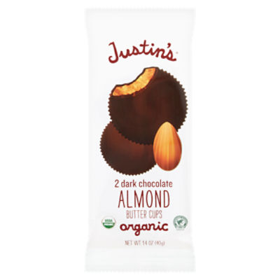 Justin's Organic Dark Chocolate Almond Butter Cups, 2 count, 1.4 oz ...