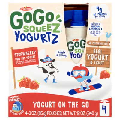 Materne GoGo Squeez Strawberry Yogurtz, 3 oz, 4 count - ShopRite